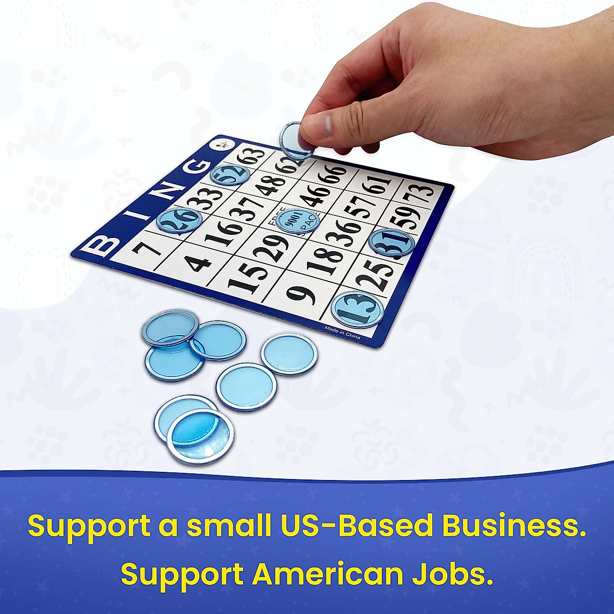 MR CHIPS Magnetic Bingo Chips with Metal Ring 3/4 Inch 300 Upgraded Pieces Blue Transparent - Available in 7 Colors A Reusable Storage Bag