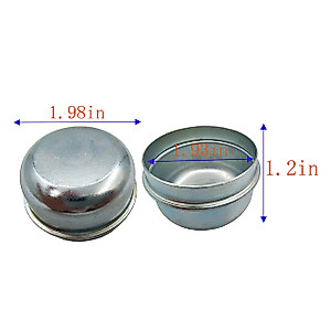 Replaces Trailer 1.98" Inch Grease Cover Dust Cap 2k 3.5k 3,500 lb Axle Hub with Plug (4Pack)