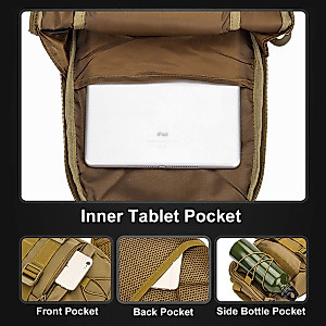 BraveHawk OUTDOORS Tactical Sling Bag, 800D Military Nylon EDC Crossbody Daypack Pack (Khaki)