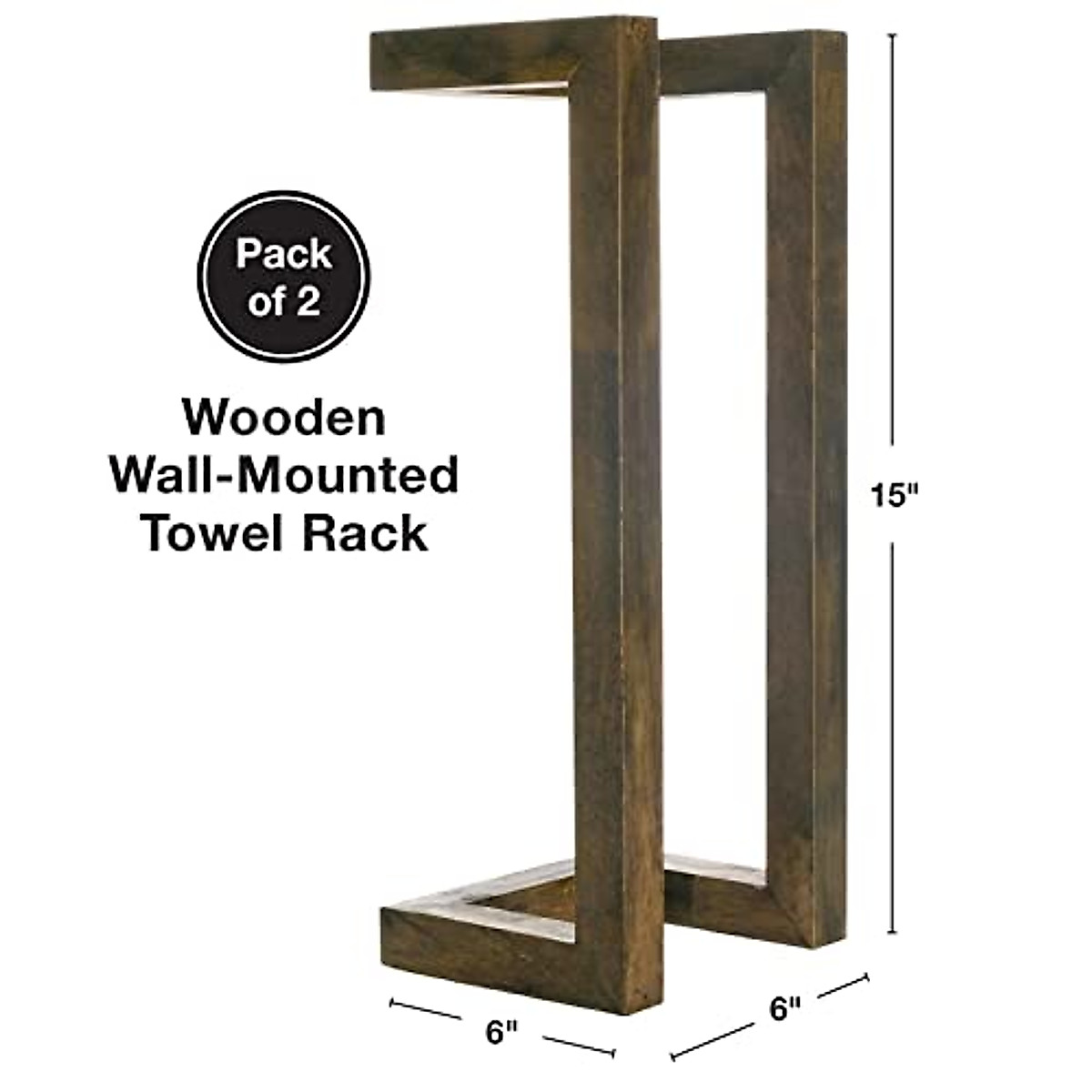 EXCELLO GLOBAL PRODUCTS Wooden Wall-Mounted-Towel Rack (Pack of 2)