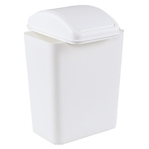 DynkoNA 16 Liter Plastic Trash Can, Swing Top Garbage Bin Wastebasket (White)