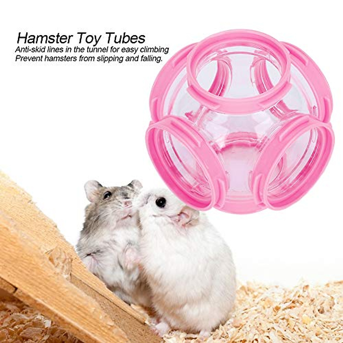 Boquite Valentine's Day Carnival 2Pcs Pipeline Training Line Accessories DIY Hamster Sports Tunnel, Hamster Toy Tubes, for Hamsters Pets(Pink)