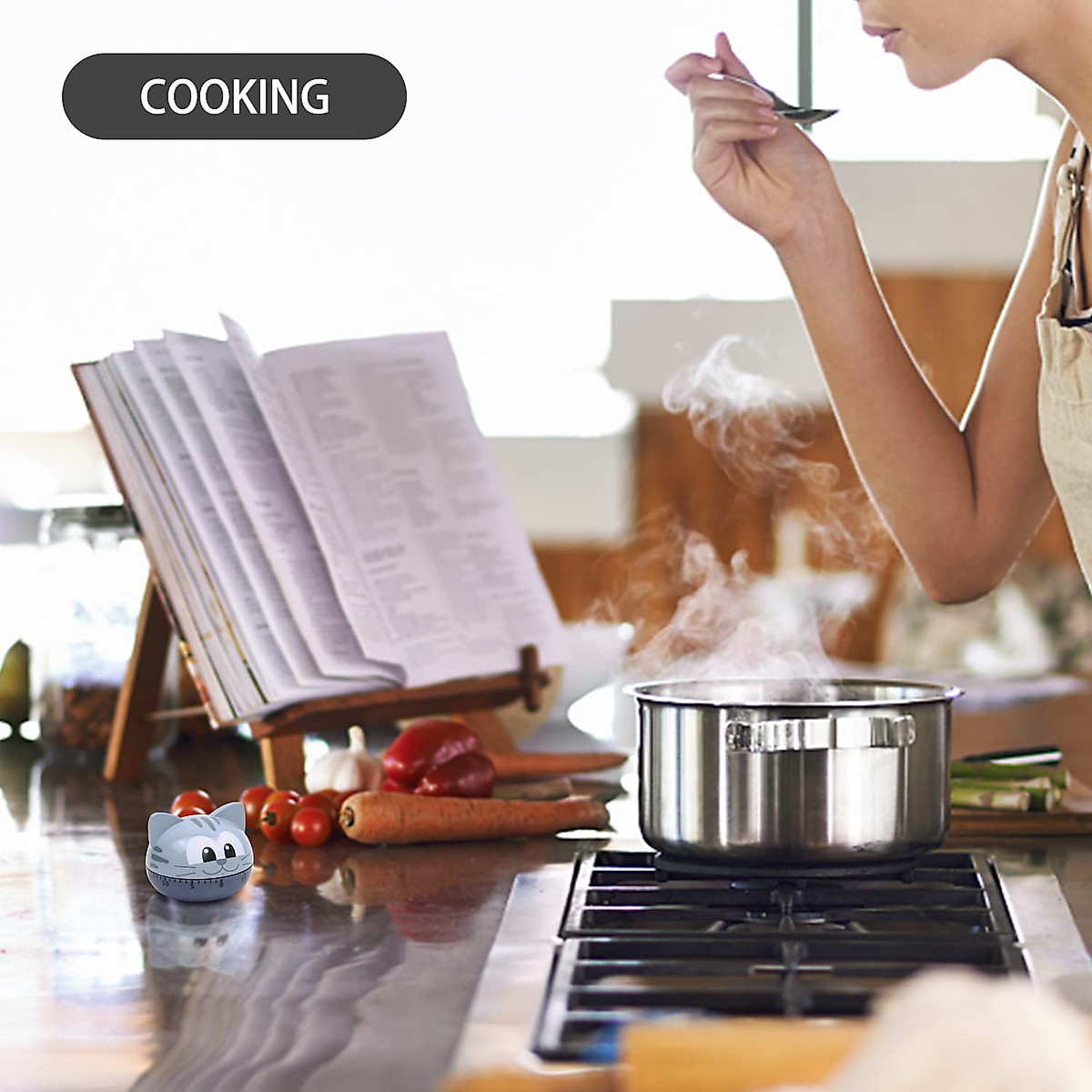 AUDRWALL Cute Kitchen Timer Mechanical Timer for Kids, 60 Minutes Manual Cooking Timer Wind Up Countdown Timer Cute Timer for Cooking Reading Sports Study Time Management and Desktop Decor (Cat)