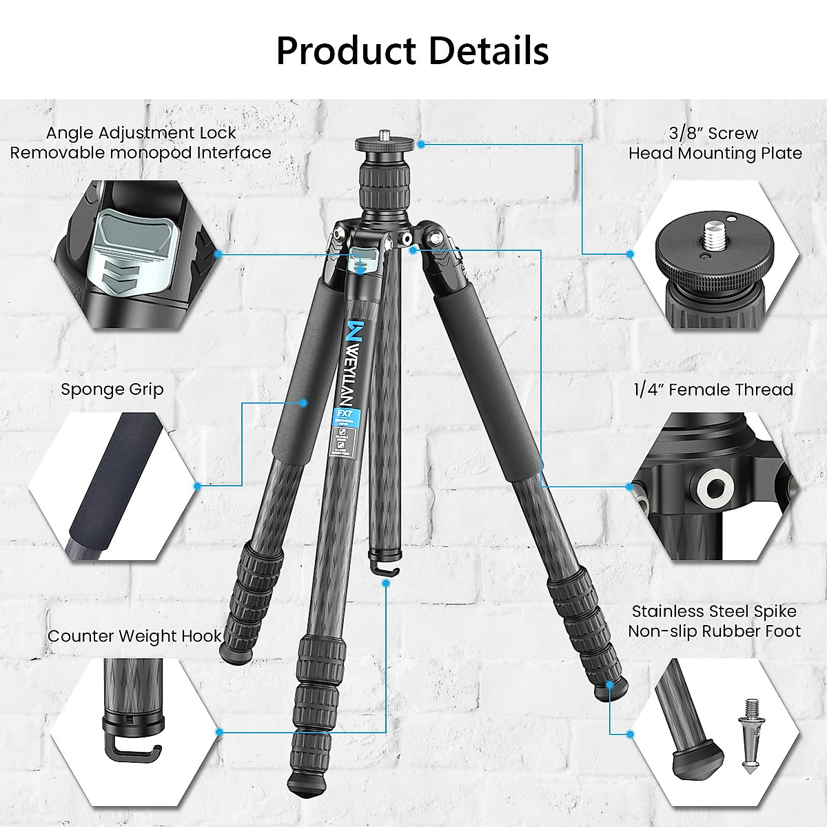 Professional Heavy Duty Carbon Fiber Tripod, ARTCISE 72.6'' Camera Tripod Monopod, 10-Layer Carbon Fibre Tube, 32.5mm Leg with Panorama 44mm Tripod Ball Head for Canon Sony DSLR SLR Digital Camcorder