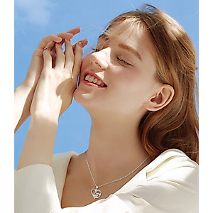 KITEENAL Paw Necklace for Women - Sterlings Silver Cubic Zirconia Dog Cat Pet Paw Print Love Heart Pendant Necklace Adjustable Charm Necklace Mother's Day Gifts