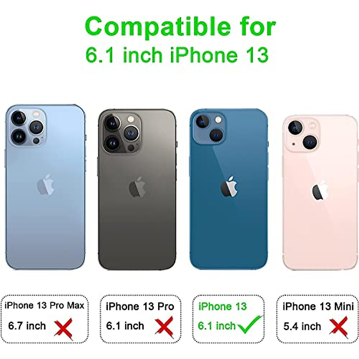 Lugege Compatible with iPhone 13 Case Wallet Flip Folio Case [Kickstand] with RFID Blocking Card Holders [Shockproof] and Wrist Strap Phone Cover Black