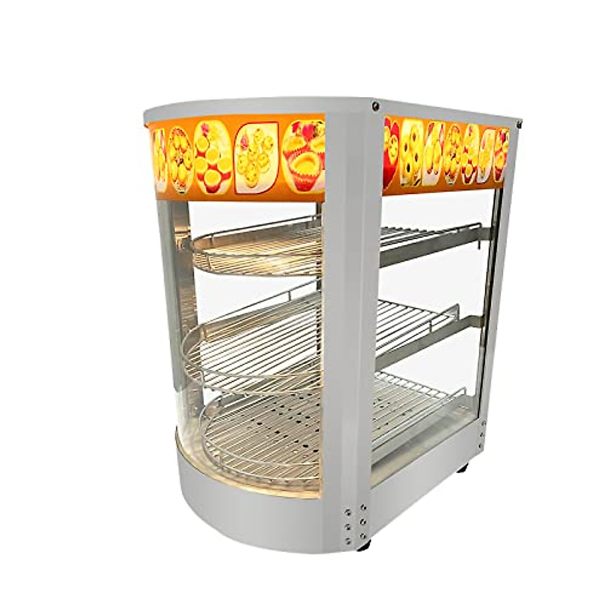 14" Food Display Warmer Curved Glass Warming Cabinet Hot Food Showcase Countertop 3 Layers (14"(3 Layer))
