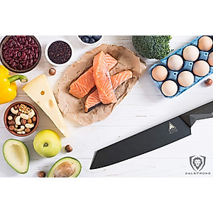 Dalstrong Kiritsuke Knife - 8.5 inch - Shadow Black Series - Black Titanium Nitride Coated - High Carbon - 7CR17MOV-X Vacuum Treated Steel Kitchen Knife - Sheath - Chef Knife - NSF Certified