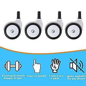 Baby Walker Wheels Replacement, Set of 4, Baby Walker Accessories, Plastic Rubber Wheels Casters, Universal Wheels (F-Black)