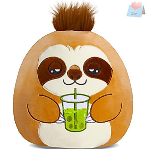 CozyWorld 12" Sloth Stuffed Animal Plush Pillow, Soft Sloth Plush Toys with Tea, Collect Sloth Gift for Adult, Kids, Boys, Girls