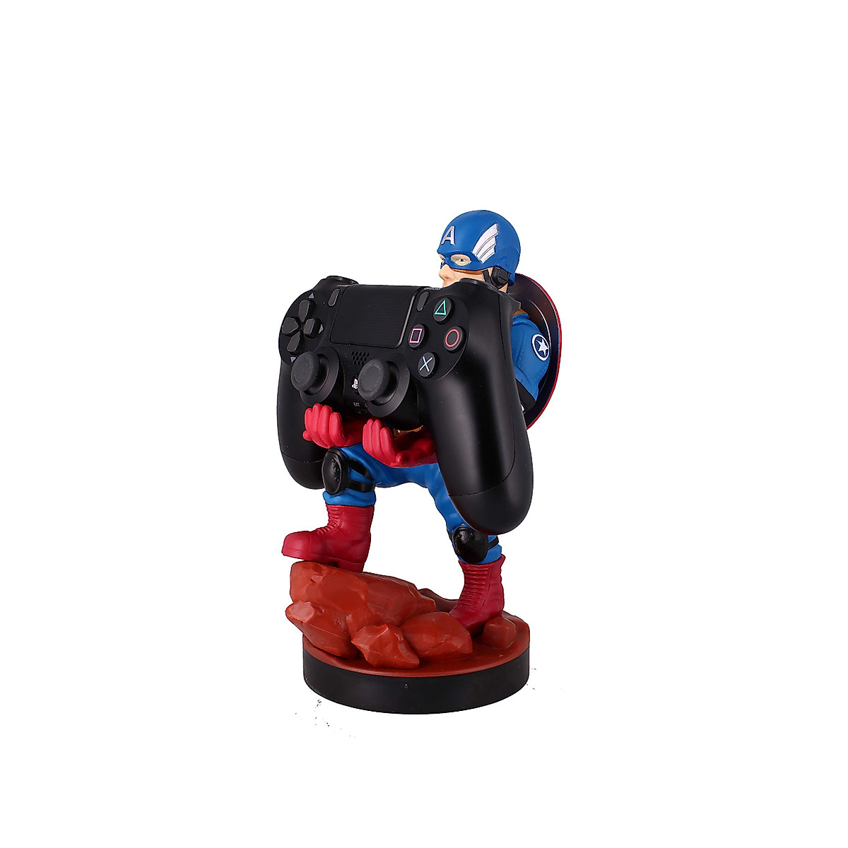 Exquisite Gaming: Marvel Captain America - Original Mobile Phone & Gaming Controller Holder, Device Stand, Cable Guys, Licensed Figure
