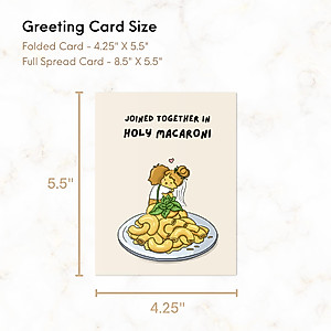 ALY LOU Funny Wedding Card, Engagement Bridesmaid Bachelorette Cards for Bride/Groom, Bridal Wedding Shower, For Him/Her, Couple, Congratulations Greeting Cards (Joined together in holy MACARONI)