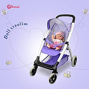 Baby Doll Stroller for 18 inches American Girl Dolls with Multi Function. (DA422-PURPLE)…