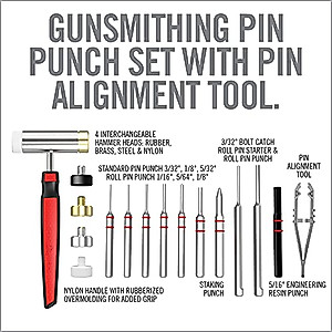 Real Avid ACCU PUNCH HAMMER AND MSR PIN PUNCH SET, Red, Non Marring Punch Pin Starter US