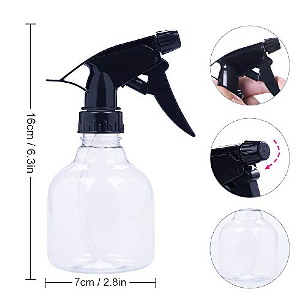 Spray Bottles, 8 Pcs 8oz Plastic Spray Bottles Durable Clear Empty Spray Bottles with Adjustable Spray Head for Plant Watering, Haircutting, Kitchen Cleaning, Alcohol Disinfection, Pet Cleaning.