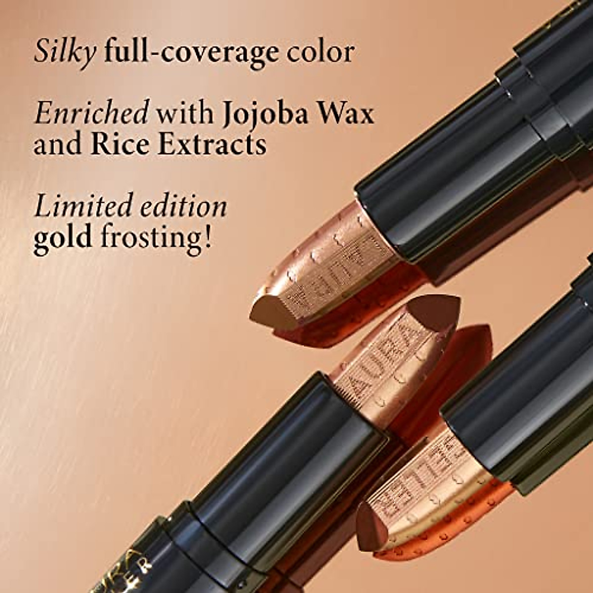 LAURA GELLER NEW YORK Gorgeous in Gold Rich Full-Coverage Lipstick, Limited Edition Gold Frosted Lip Color, Radiant in Rose