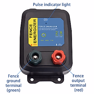 Electric Fence Energizer Plus 250,Electric Fence Charger PE2 0.10 Joule,Livestock Fence Chargers for Containing Pets and Keeping Out Small Nuisance Animals