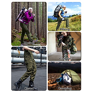 XNMAYA Cargo Pants for Women, Military Army Camo Combat Trousers,Work Camping Hiking Casual Pants with Pockets Black US 2