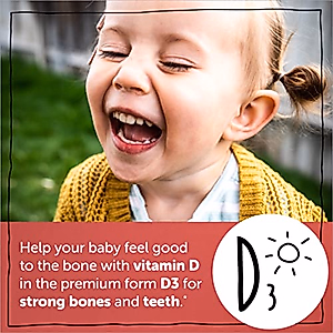 SmartyPants Baby Multi&DHA Supplement:Liquid Multivitamin with Vitamin D3, C,Vitamin B6,Biotin,Choline & Lutein, for Infants 6-24 Months,Gluten Free,Natural Fruit Flavor,30 Servings(Package May Vary)