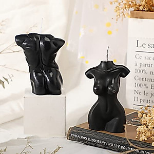 2 Pieces Body Shaped Candle Female Body Candle Men Torso Candle Soy Wax Scented Candle Scented Candle Male Body Candle Decorative Candle for Bedroom Bathroom Wedding (Black)