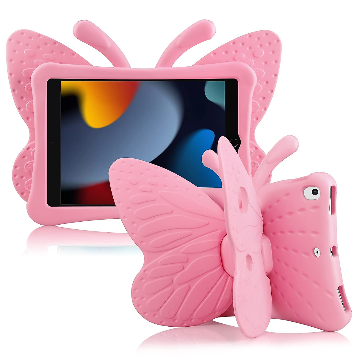 Vofolen for iPad 10.2 9th/8th/7th Generation Case Kids Girls 2021/2020/2019, 3D Cute Butterfly Wings Light Weight EVA Foam Kickstand Shockproof Full Protective Cover for Girl iPad Air 3 Pro 10.5