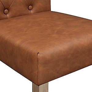 Yaheetech Faux Leather Dining Chairs Set of 2 Parsons Button Tufted Chairs with Rubber Wood Legs and High Back for Kitchen Living Room Lounge, Retro Brown