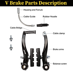 RUJOI Bike Brakes Set,Mountain Bike V Brakes Type,V-Brake Replacement Set for MTB, Road Bike,BMX,E Bike Black (2 Pack)