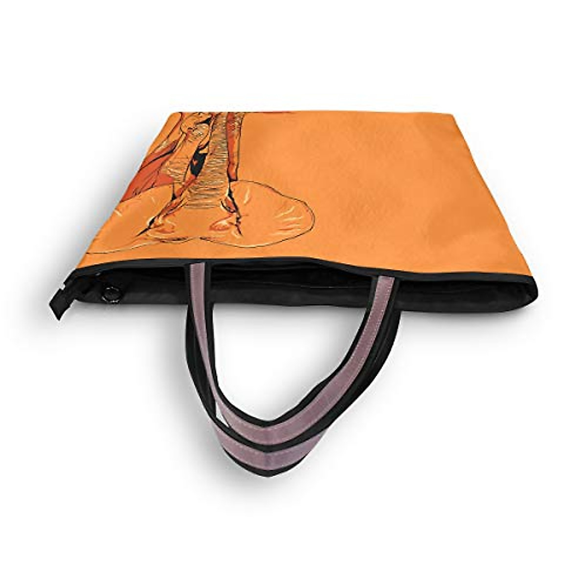 Woman Tote Bag Shoulder Handbag Orange Elephant for Work Travel Business Beach Shopping School