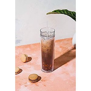 Maars Drinkware Double Wall Insulated Skinny Acrylic Tumblers with Straw and Lid, 16 oz. (12 pack, Assorted)