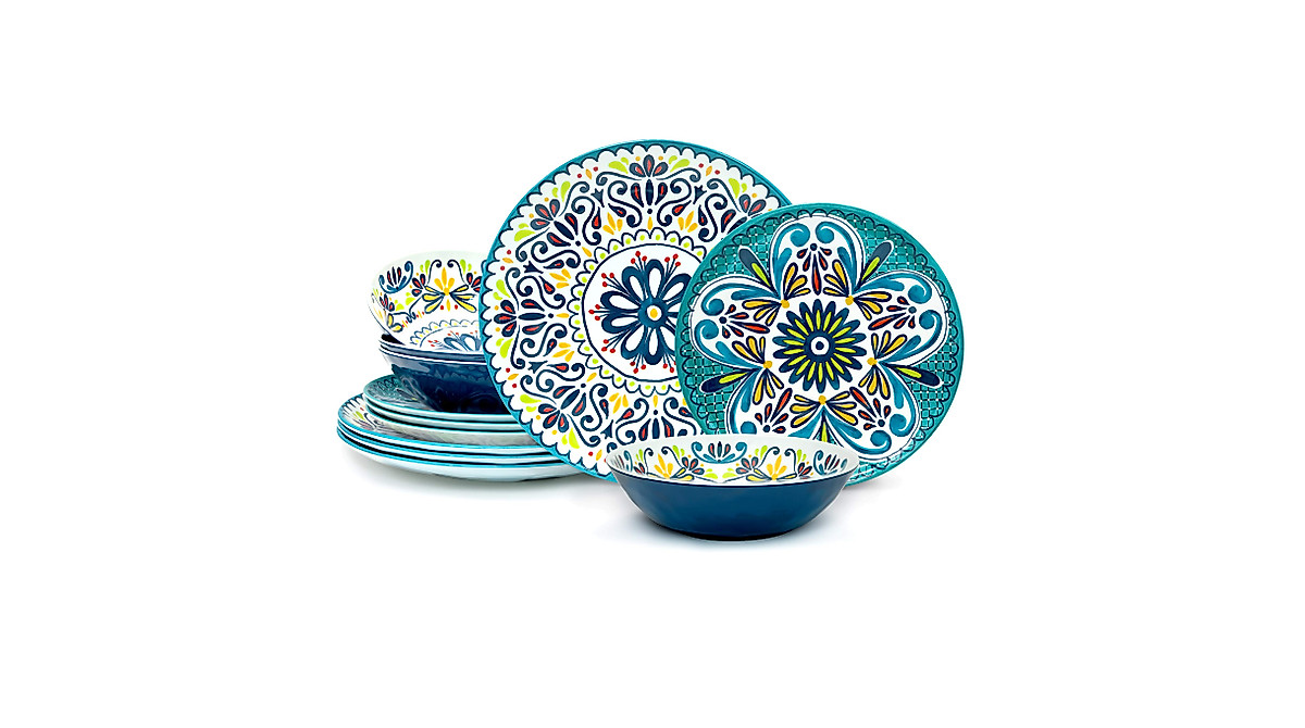 Zak Designs Melamine Dinnerware Set for 4 | Durable & Stylish