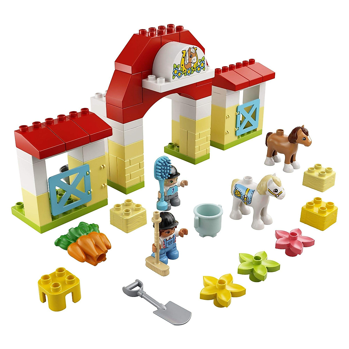LEGO DUPLO Town Horse Stable and Pony Care 10951 Horse and Pony Stable Playset for Preschoolers; Great Gift for Kids Who Love Horses, Ponies and Pony Rides, New 2021 (65 Pieces)