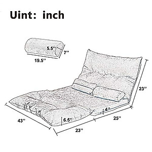 LTT Futon Sofa Bed, Futon Couch, Sofa Bed Adjustable Folding Futon Sofa Video Gaming Sofa Lounge Sofa with Two Pillows