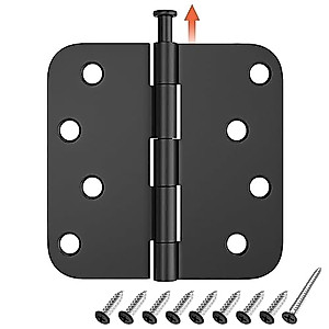 HOSOM 3 Pack Rounded Door Hinges 4 Inch 5/8'' Radius Corner, Matte Black Exterior & Interior Door Hinge for Entryway, Patio, Playhouse & Moe