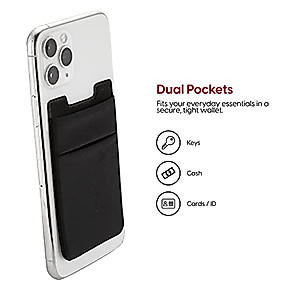 TALK WORKS Phone Credit Card Holder Adhesive Wallet Compatible w/ iPhone 13/13 Pro/13 Pro Max/14/14 Plus/14 Pro/14 Pro Max - Stick On ID Pocket (Black, Pack of 3)