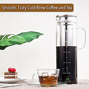 BTaT- Cold Brew Coffee Maker, 1.5 Quart,48 oz Iced Coffee Maker, Iced Tea Maker, Airtight Cold Brew Pitcher, Coffee Accessories, Cold Brew System, Cold Tea Brewing, Coffee Gift