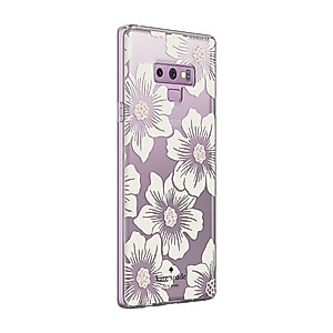 kate spade new york Defensive Hardshell Case for Samsung Galaxy Note9 - Hollyhock Floral Clear/Cream with Stones