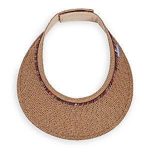 Wallaroo Hat Company – Women’s Sedona Sun Visor – Wide Brim, Packable Design and Adjustable Sizing for Medium Crown Sizes – Versatile Style for Outdoor Activities and Casual Summer Looks (Camel)