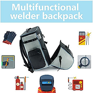 RX WELD Black Welding Backpack, Welding Tools Backpack Extreme Gear Pack with Helmet Catch