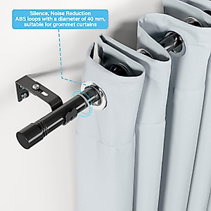 Curtain Rods for Windows 30 to 62 Inch, 1 Inch Black Curtain Rod Set, Stainless Steel Heavy Duty Drapery Rods with Adjustable Brackets for Room Divider, Bedroom, Living room, Kitchen, Bathroom, Black