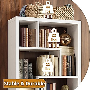IRONCK Geometric Bookcase 6-Shelf Industrial Bookshelf White Etagere Bookcase Tall Storage Display Bookshelf with Thicken Shelf for Living Room Home Office