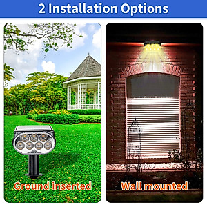sunchai Super Bright Solar Spot Warm Light - Solar Spotlight Outdoor - for Outside Security Visibility and Landscape Yard Lightning (2 Pack)