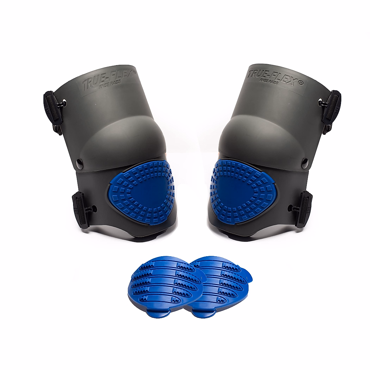 TSE Safety - TSE-TFLX-4-16-GEL Flex Work Knee Foam Padding Pads - Anti-Slip Strong Double Straps Comfortable Knee Protection Breathable Heavy Duty for Indoor and Outdoor Use – Black & Blue