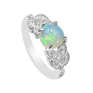 8 MM Natural Rainbow Fire Ethiopian Opal Cabochon Ring 925 Sterling Silver October Birthstone Solitaire Ring Opal Jewelry Birthday Gift For Wife (Sterling Silver, 11.5 US)