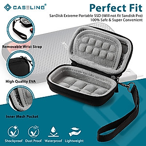 Caseling Hard Case fits SanDisk 250GB/500GB/1TB/2TB/4TB Extreme Portable SSD Carrying Travel Bag (Will not fit Sandisk Pro)