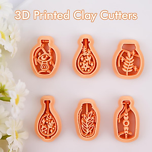Puocaon Boho Bottle Polymer Clay Cutters - 6 Design Clay Cutters for Polymer Clay Jewelry, Crescent Moon Clay Cutters for Earrings, Mushroom Clay Jewelry Cutters, Potion Bottle Clay Earring Cutters