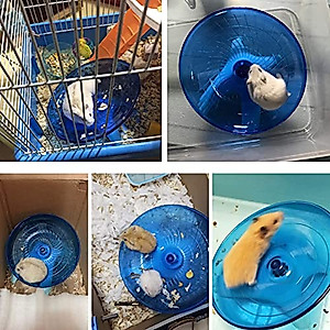 3 in 1 Hamster Water Bottle + Flying Saucer Exercise Wheel for Dwarf Hamster Mouse Rat Hedgehog (Blue)
