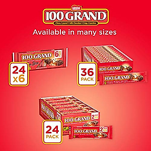 100 Grand Milk Chocolate Candy Bars, Full Size Bulk Individually Wrapped Ferrero Candy, Pack of 36