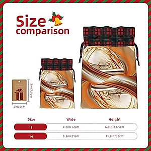 Christmas Gift Bags with Drawstring Burlap Gift Bags Orange White Lines Christmas Linen Bags for Xmas Party Candy Bags with Cards Xmas Reusable Wrapping Bags Christmas Linen Treat Bags for Holiday