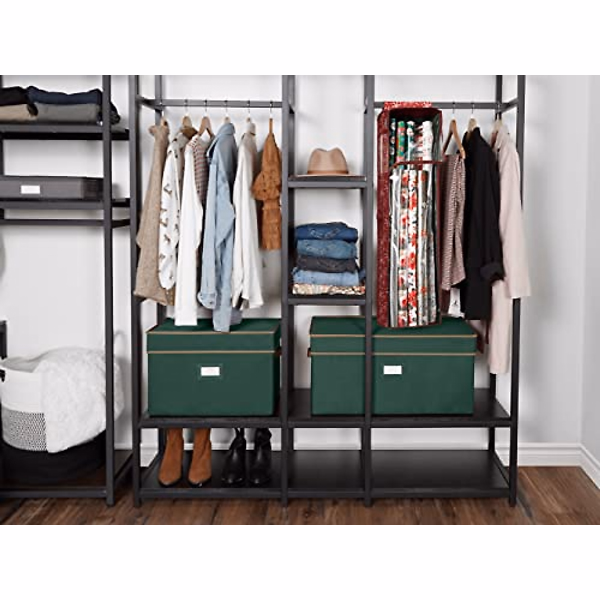 Covermates Keepsakes - Storage Box - Heavy Duty Polyester - Reinforced Handles - ID Window - Indoor Storage - Closet Storage-Green