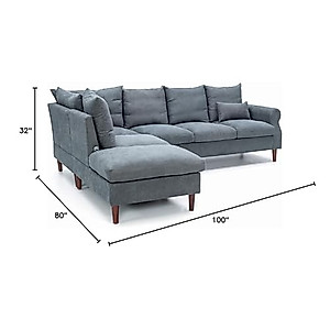 Panana Convertible Sectional L-Shaped Couch with Built-in USB Port Chaise for Living Room, 6 Seats Oversized Sofas with Cushion Backrest (Gray Linen, Rolled Arm-Left Corner)
